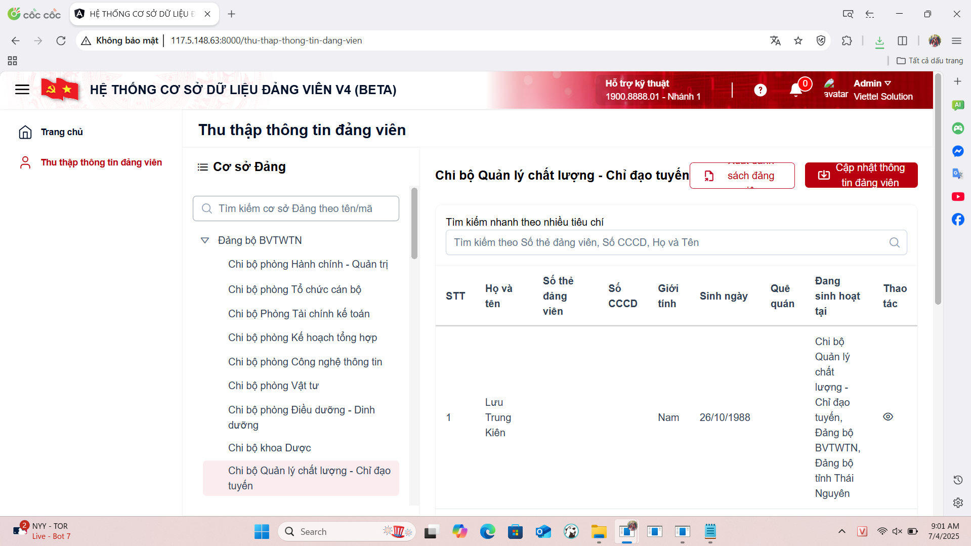 Bug #2866: [Thu nhập thông tin Đảng viên]Lỗi button khi chọn tên dài ở cây Cơ sở Đảng - CSDL_TWD ...